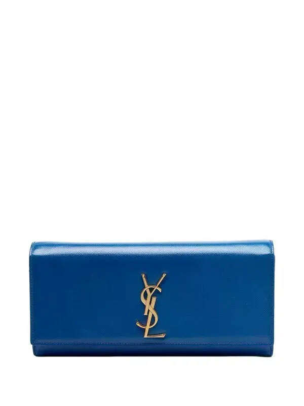 Saint Laurent Monogram Cassandre Clutch Bag - Blue