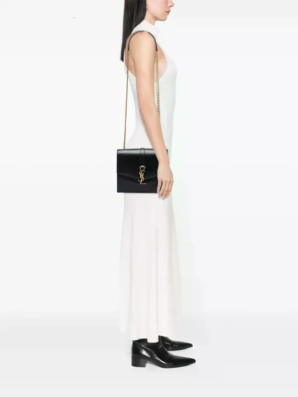 Saint Laurent Medium Leather Monogram Sulpice Crossbody Bag - Black