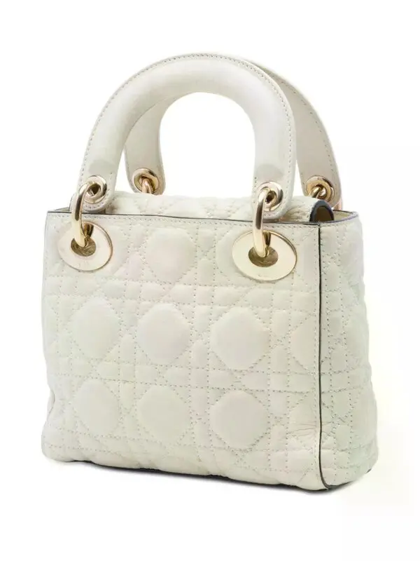Dior 2017 Mini Lambskin Lady Satchel - White