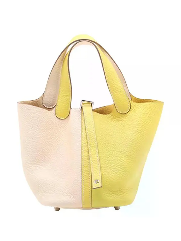 Hermès Bicolor Clemence Picotin Lock 18 Handbag - White