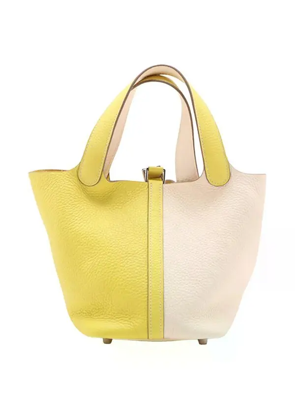 Hermès Bicolor Clemence Picotin Lock 18 Handbag - White
