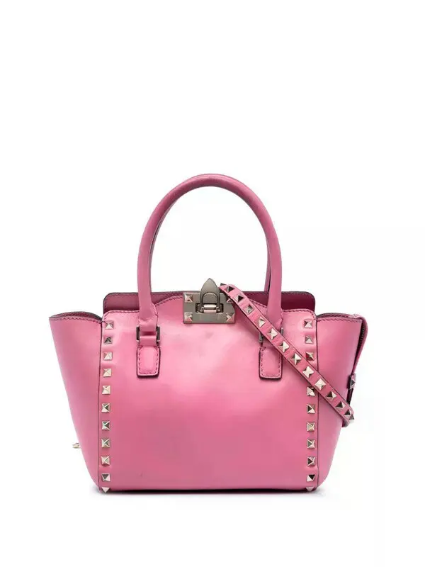 Valentino Garavani Rockstud Leather Double Handle Tote Satchel