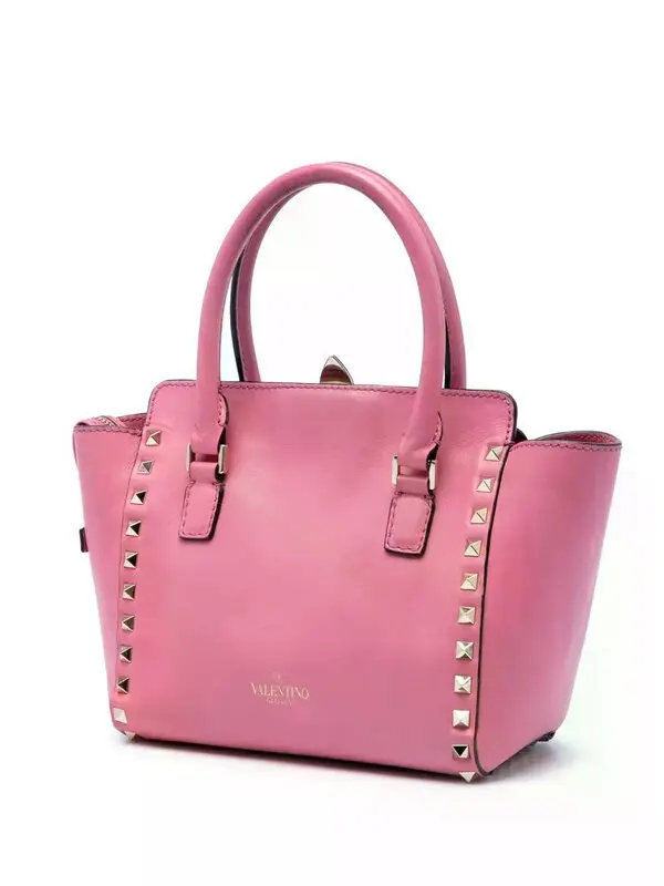 Valentino Garavani Rockstud Leather Double Handle Tote Satchel