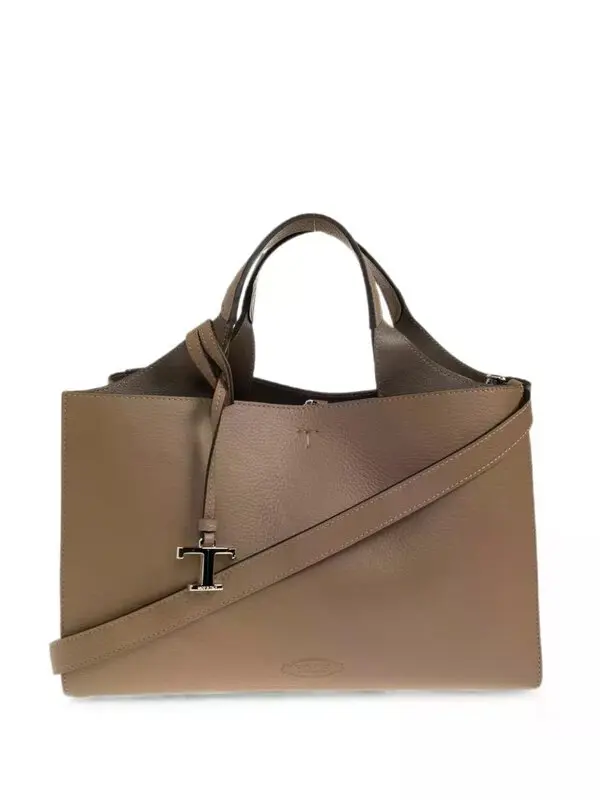 TOD'S Logo-pendant Pebbled-leather Tote Bag