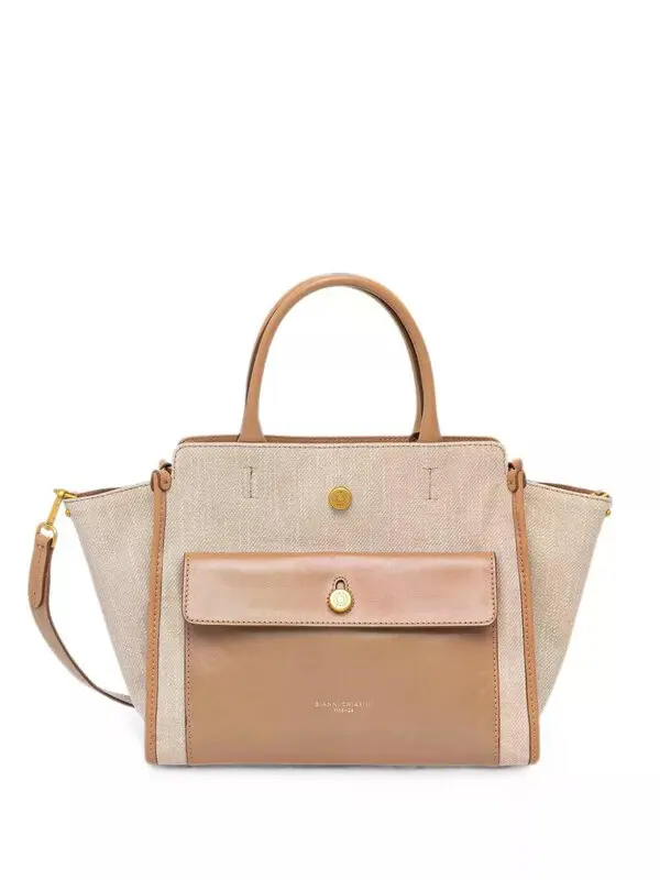GIANNI CHIARINI Cher Canvas Tote Bag With Leather Trim