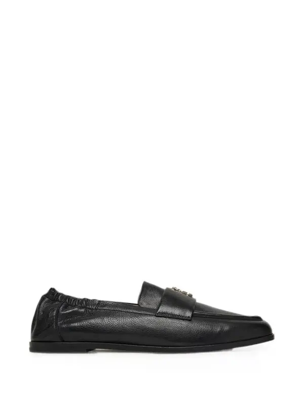 Patrizia Pepe Square-toe Loafers With Gold-tone Logo Plaque
