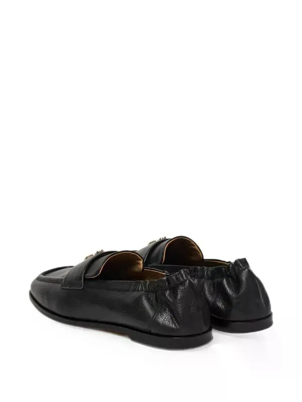 Patrizia Pepe Square-toe Loafers With Gold-tone Logo Plaque