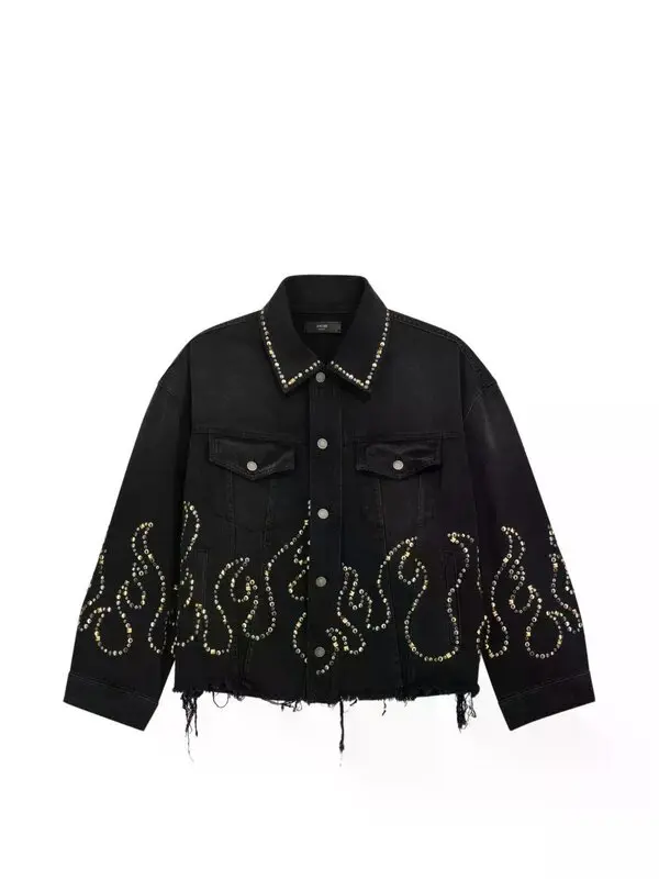 Amiri Studded Flames Trucker Jacket