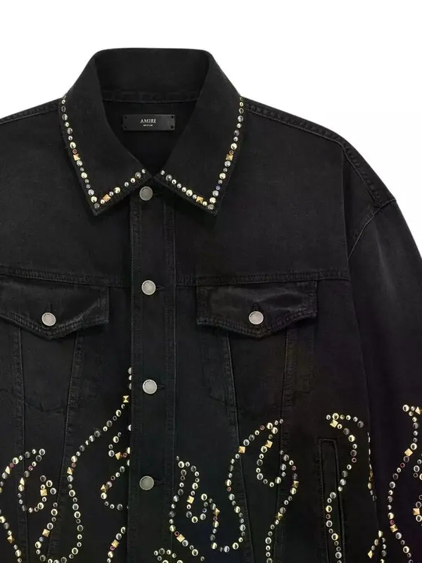 Amiri Studded Flames Trucker Jacket
