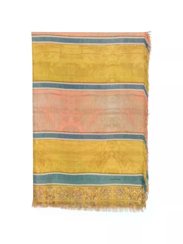 PIERRE-LOUIS MASCIA Floral-print Fringed Scarf - Yellow