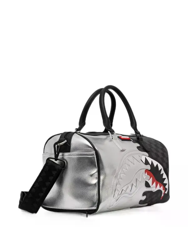 SPRAYGROUND Shark-mouth Checkerboard Holdall - Silver