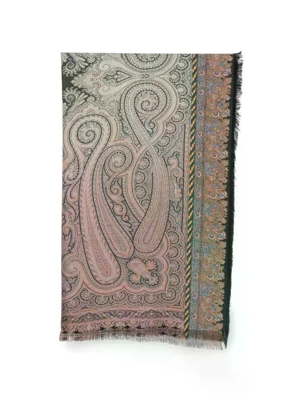 PIERRE-LOUIS MASCIA Paisley-print Frayed Scarf - Neutrals