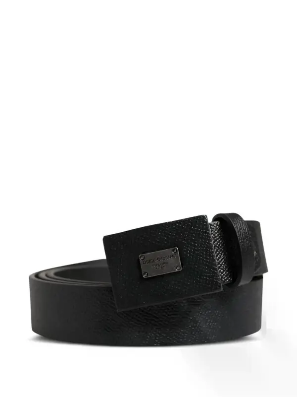Dolce & Gabbana Logo Plaque Leather Belt