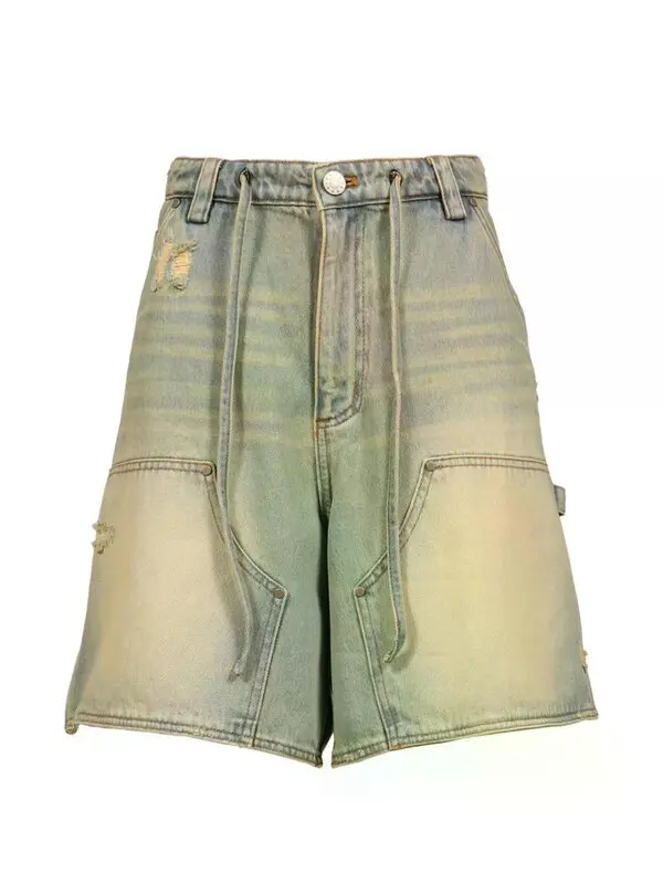MARKGONG Denim Cargo Shorts With Distressed Finish