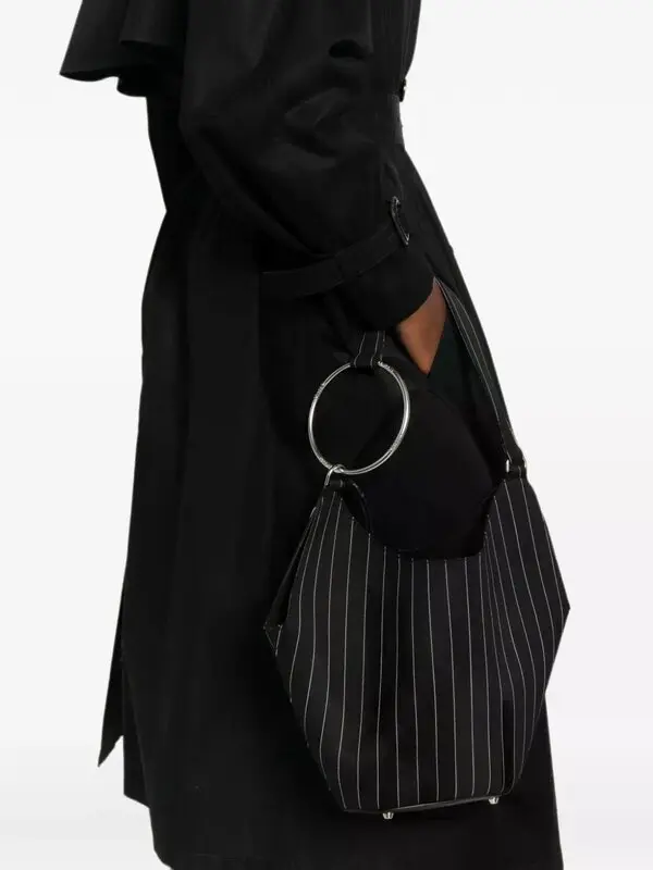 DONDUP Pinstripe Pattern Ring Handle Tote Bag