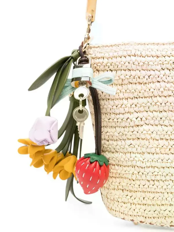 SELF-PORTRAIT Raffia Charm Bucket Bag