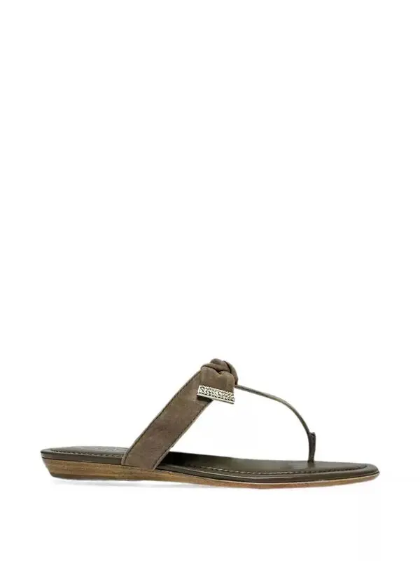 TOD'S Suede Bow Detail Flat Sandals