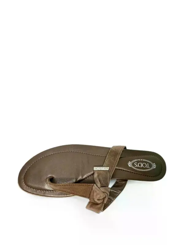 TOD'S Suede Bow Detail Flat Sandals