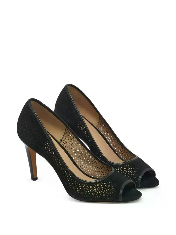 Tory Burch Elinor Suede Laser-cut Heeled Pumps