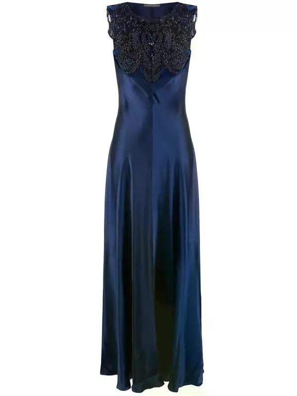 Alberta Ferretti Embellished Silk Maxi Dress