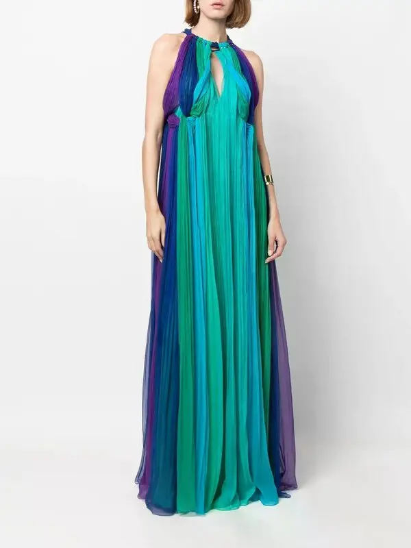 Alberta Ferretti Draped Tulle Silk Gown