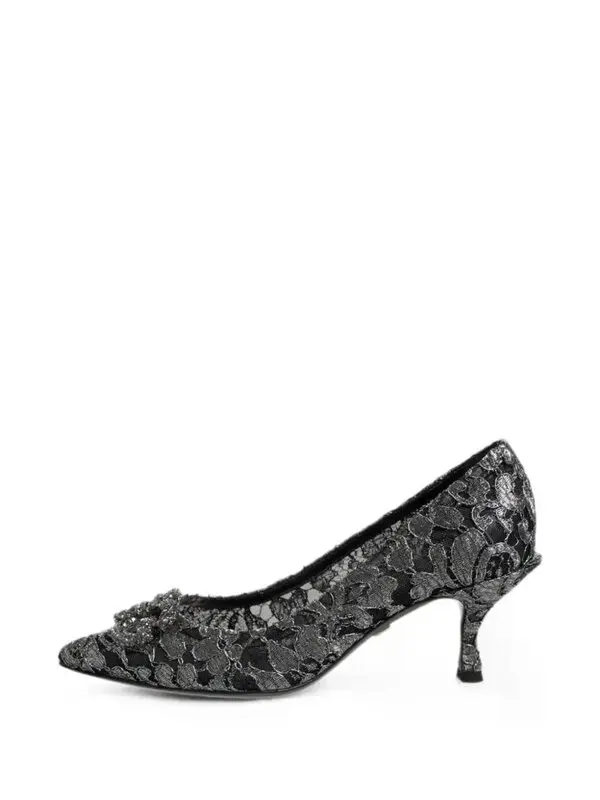 Dolce & Gabbana Amore Crystal-embellished Floral Lace Pumps