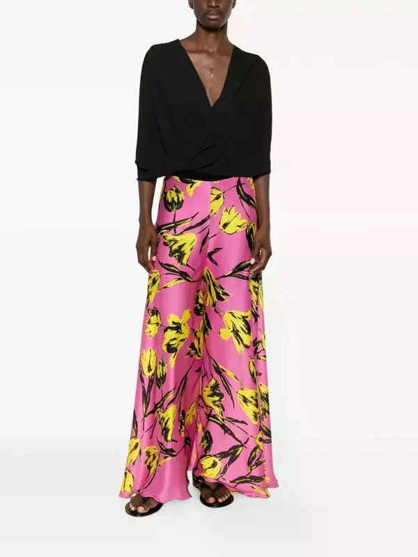 HANITA Floral Print Palazzo Trousers - Pink