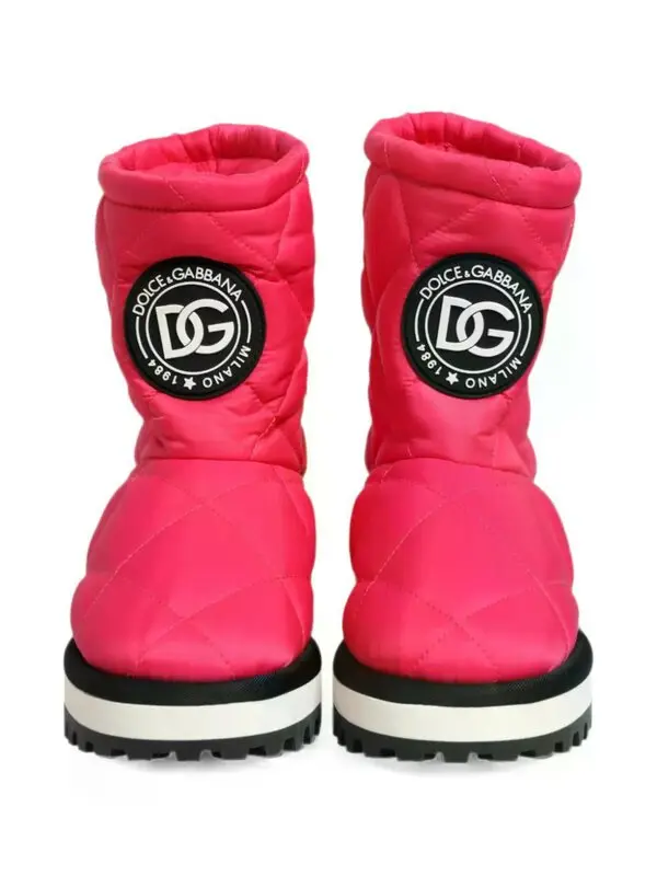 Dolce & Gabbana Quilted Logo Patch Boots
