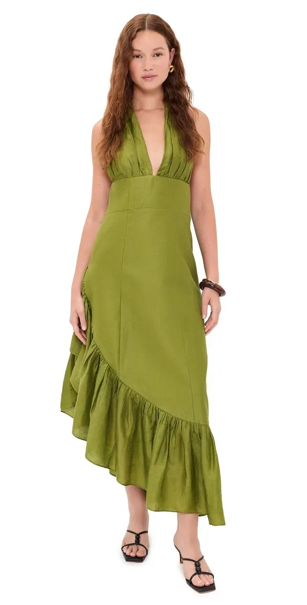 COUPER Gwendolyn Asymmetrical Ruffle Dress