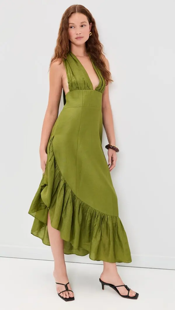 COUPER Gwendolyn Asymmetrical Ruffle Dress