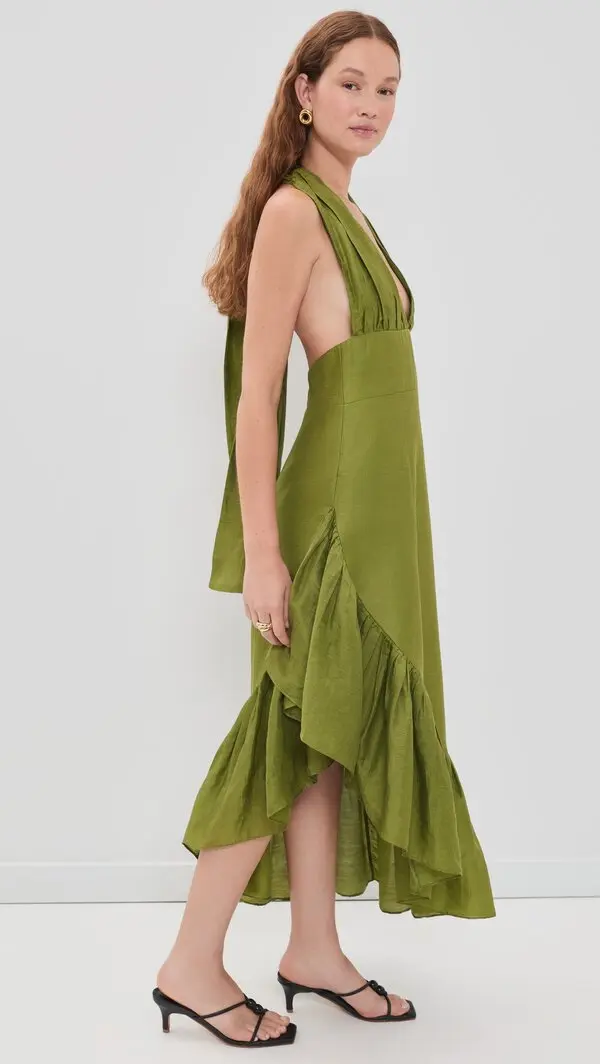 COUPER Gwendolyn Asymmetrical Ruffle Dress