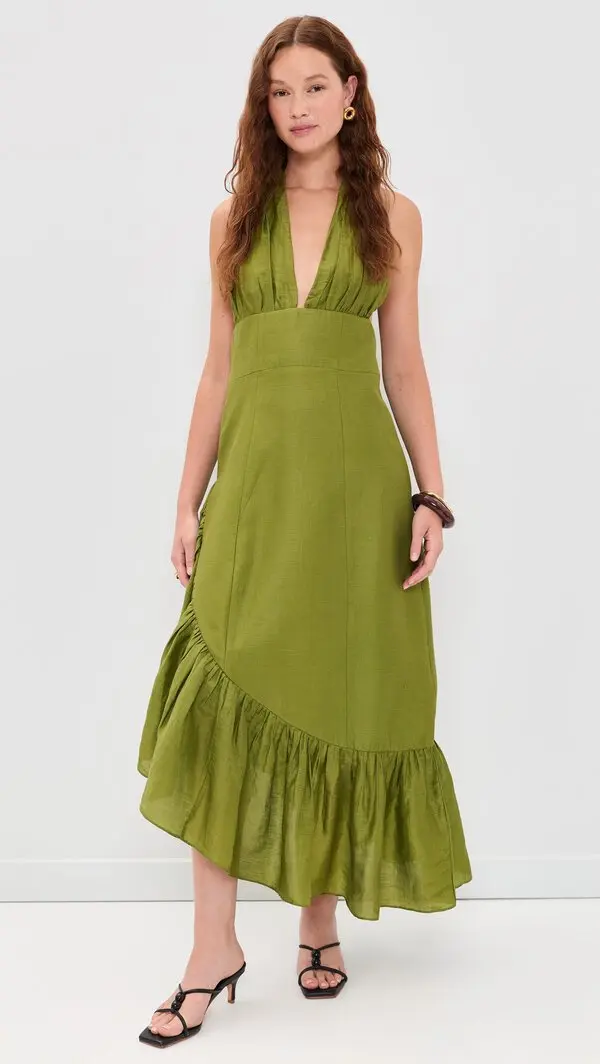 COUPER Gwendolyn Asymmetrical Ruffle Dress
