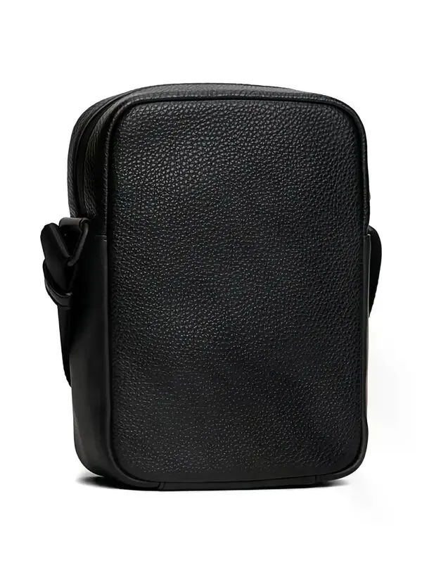 Tommy Hilfiger Logo Detail Textured Messenger Bag - Black