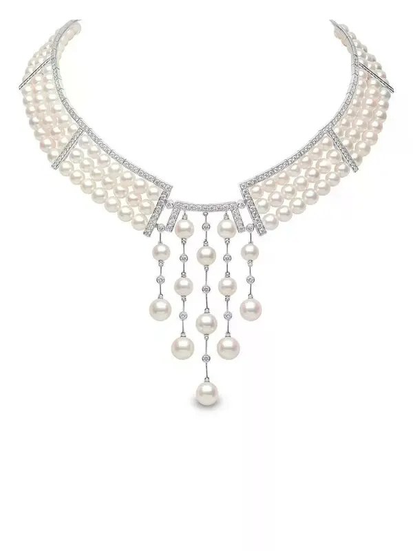 Yoko London 18kt White Gold Akoya Pearl And Diamond Necklace - Silver