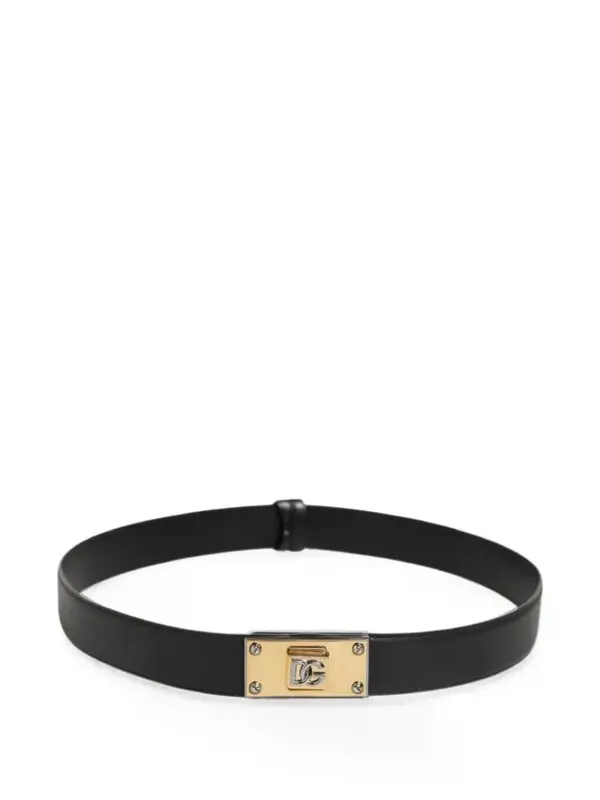 Dolce & Gabbana Logo Plaque Leather Belt