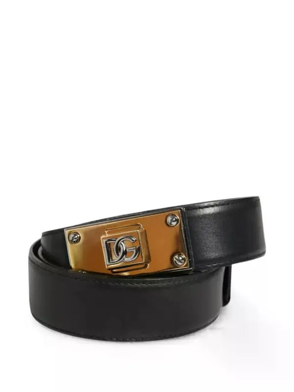 Dolce & Gabbana Logo Plaque Leather Belt