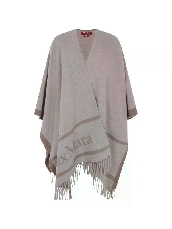 Max Mara Logo-print Fringed Cape - Brown