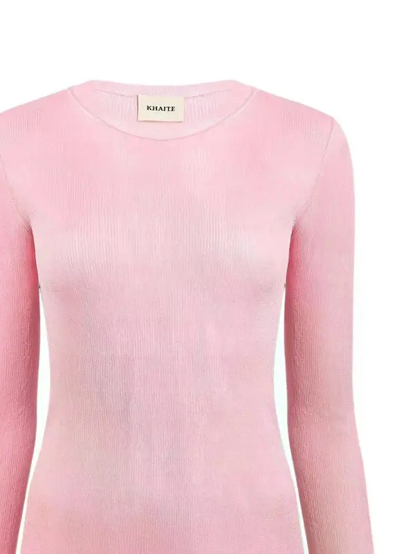 Khaite Ribbed Knit Crew Neck Long Sleeve Top