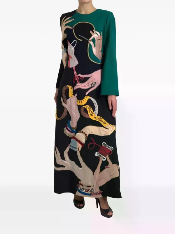 Dolce & Gabbana Embroidered Wool A-line Maxi Dress