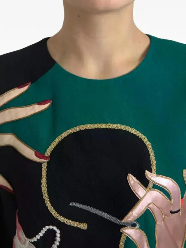 Dolce & Gabbana Embroidered Wool A-line Maxi Dress