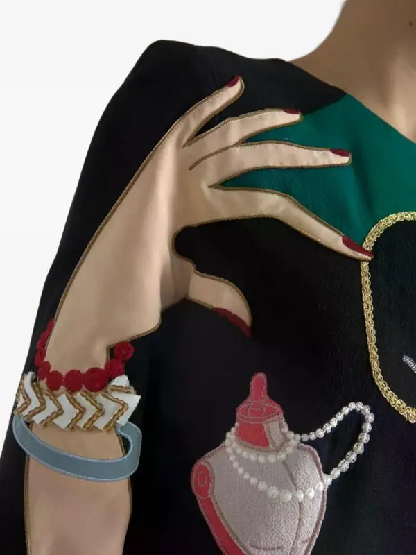Dolce & Gabbana Embroidered Wool A-line Maxi Dress