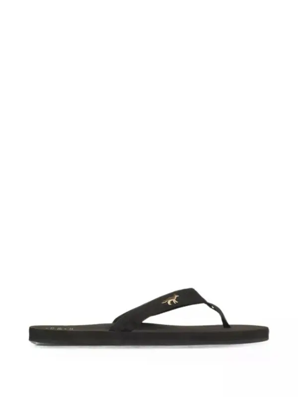 Maison Kitsuné X Indosole Easy Living Fox-patch Flip Flops - Black