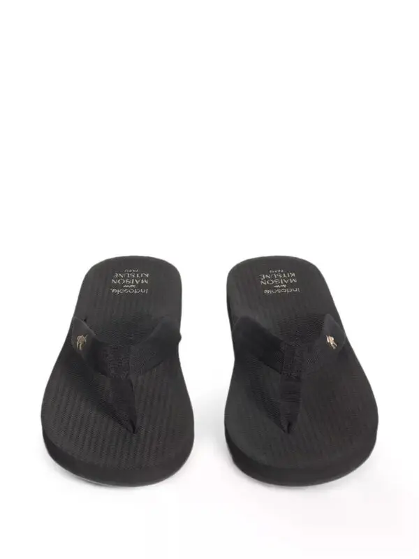 Maison Kitsuné X Indosole Easy Living Fox-patch Flip Flops - Black