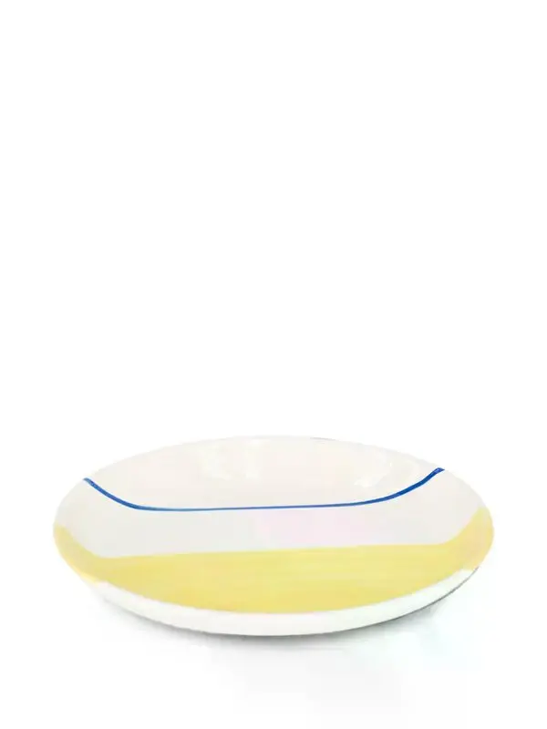 CAFÉ KITSUNÉ X Popolo Ceramic Striped Tray - White