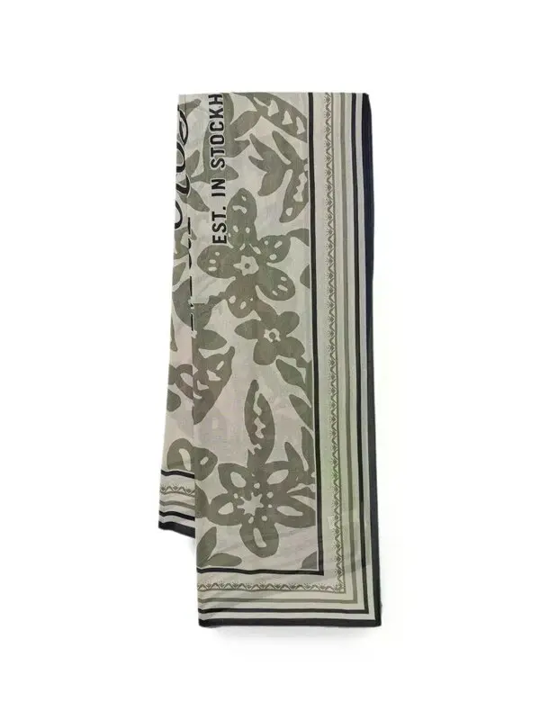 Marc O'polo Floral-print Logo-print Scarf - Neutrals