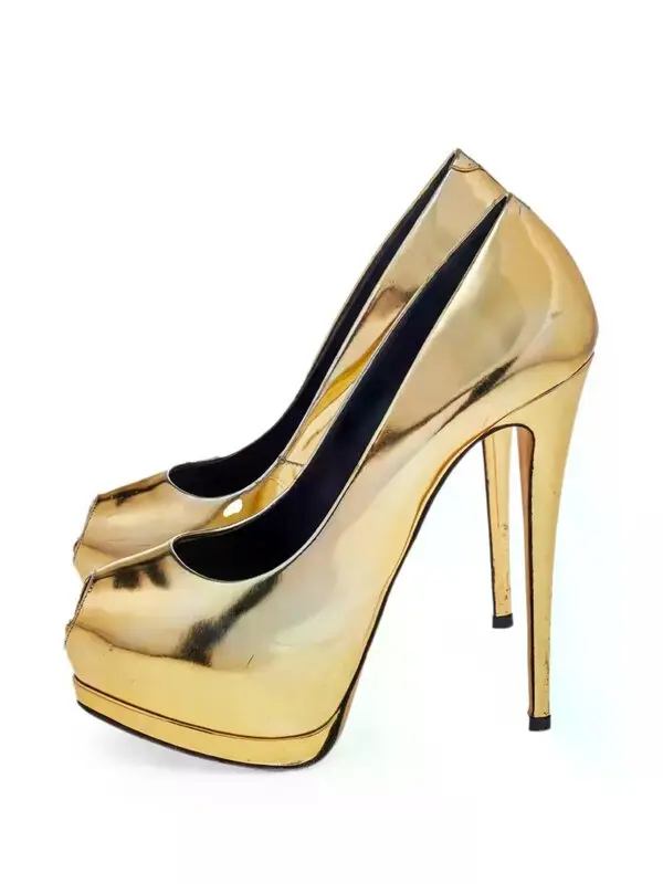 GIUSEPPE ZANOTTI Peep-toe Platform Stiletto Pumps - Gold