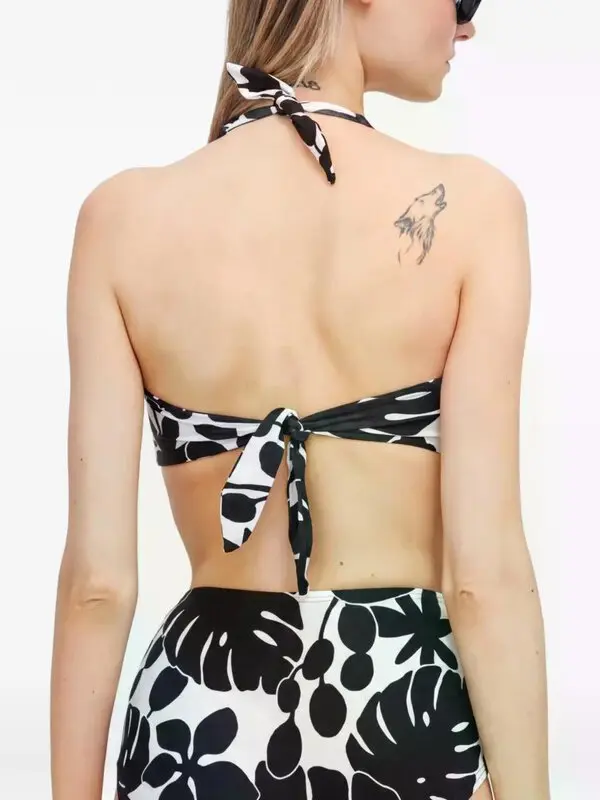 Kate Spade New York Monstera Grove Knotted Floral Halterneck Bikini Top