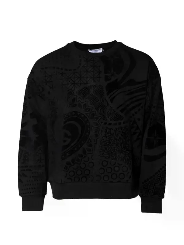Dolce & Gabbana Geometric Pattern Crew Neck Long Sleeve Sweater
