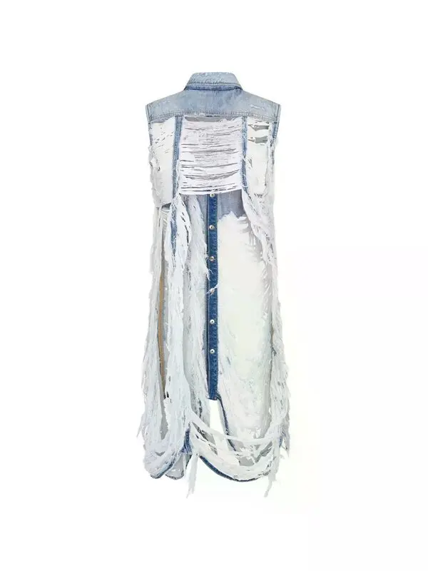 Dsquared2 Distressed Denim Midi Shirt Dress