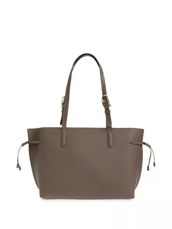 Furla Grainy Leather Tote Bag With Drawstring Details - Brown
